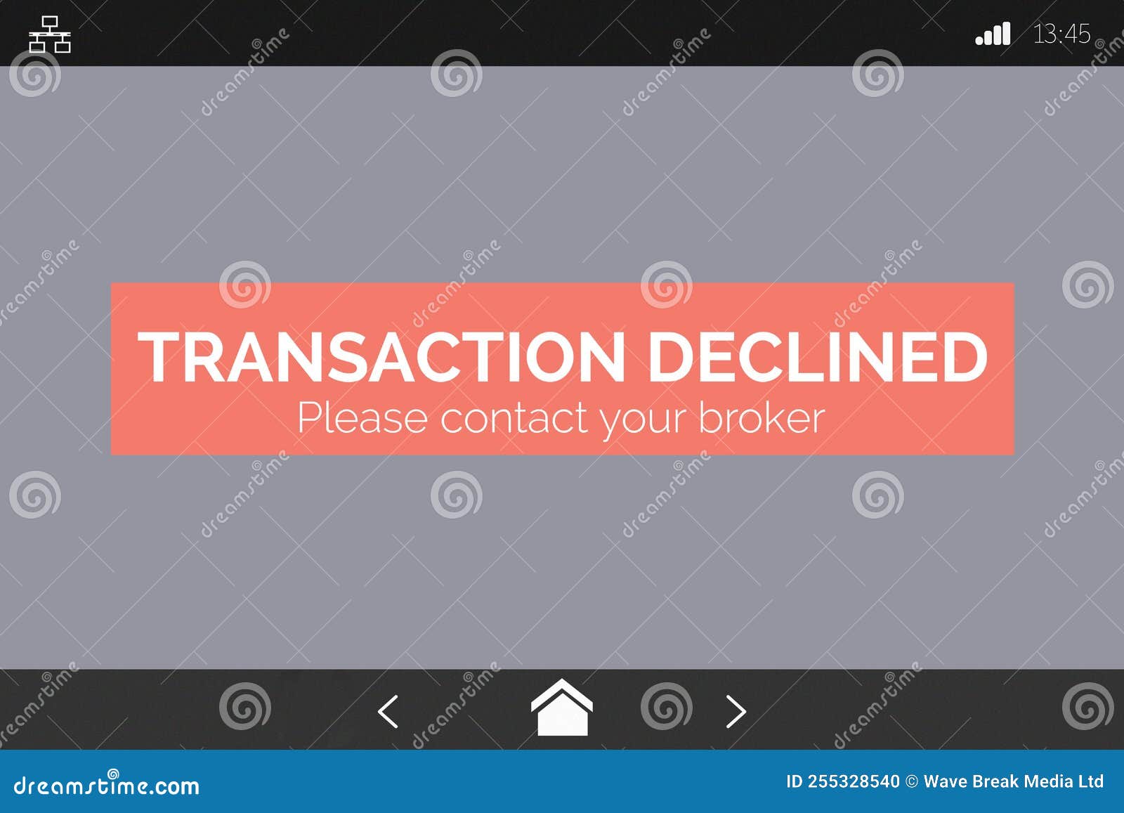 Transaction Declined Text on Mobile Display Stock Illustration ...