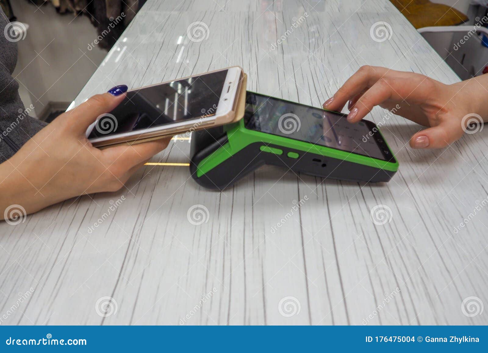 Transaction of Funds from a Mobile Phone To a Payment Terminal Stock ...