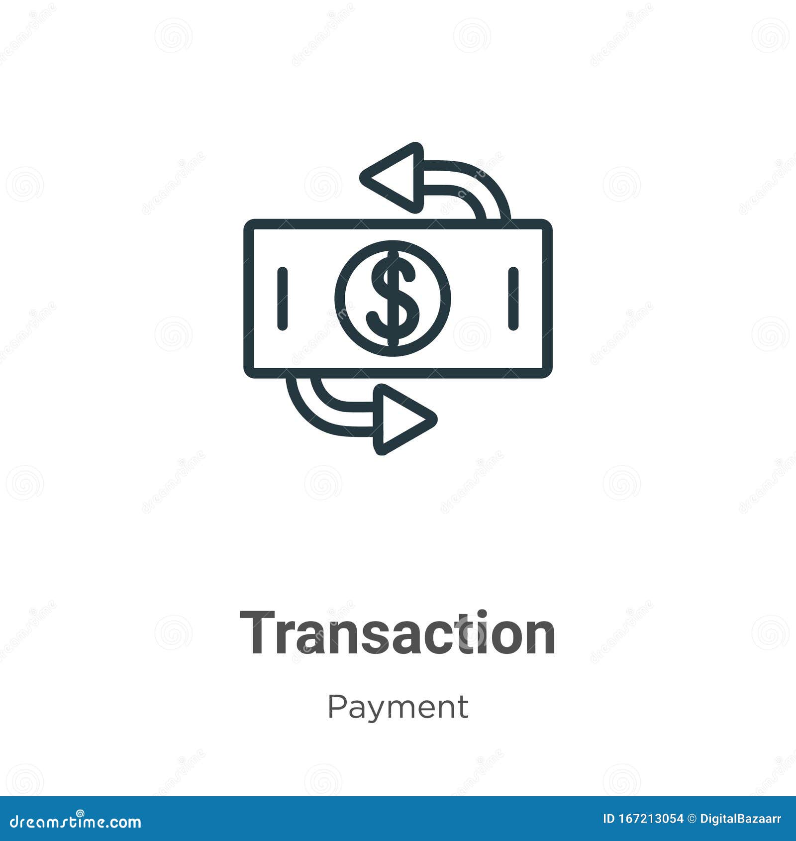 Transaction Outline Vector Icon. Thin Line Black Transaction Icon, Flat ...