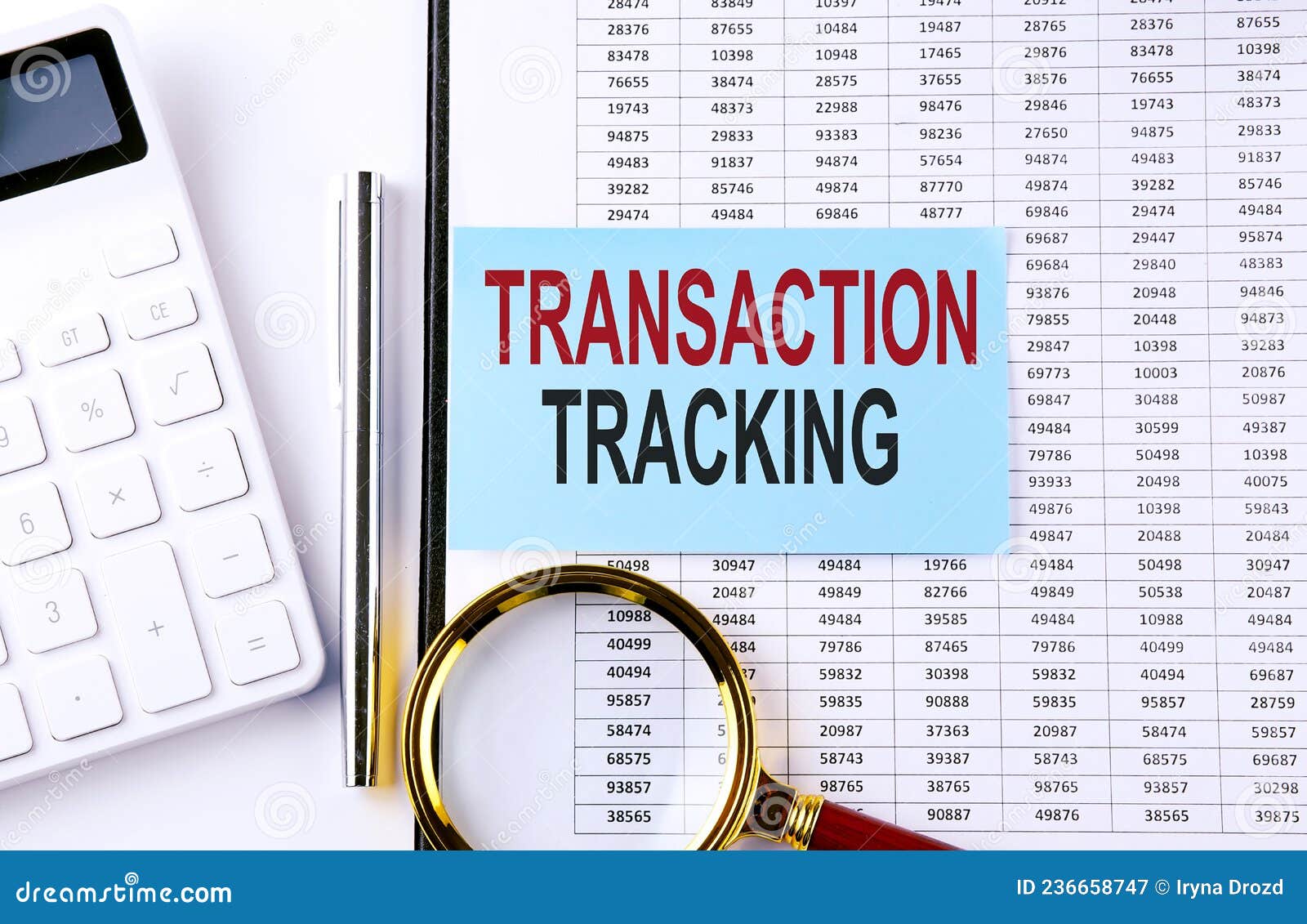 Transaction Tracking Text on Sticker on Chart Background, Business ...