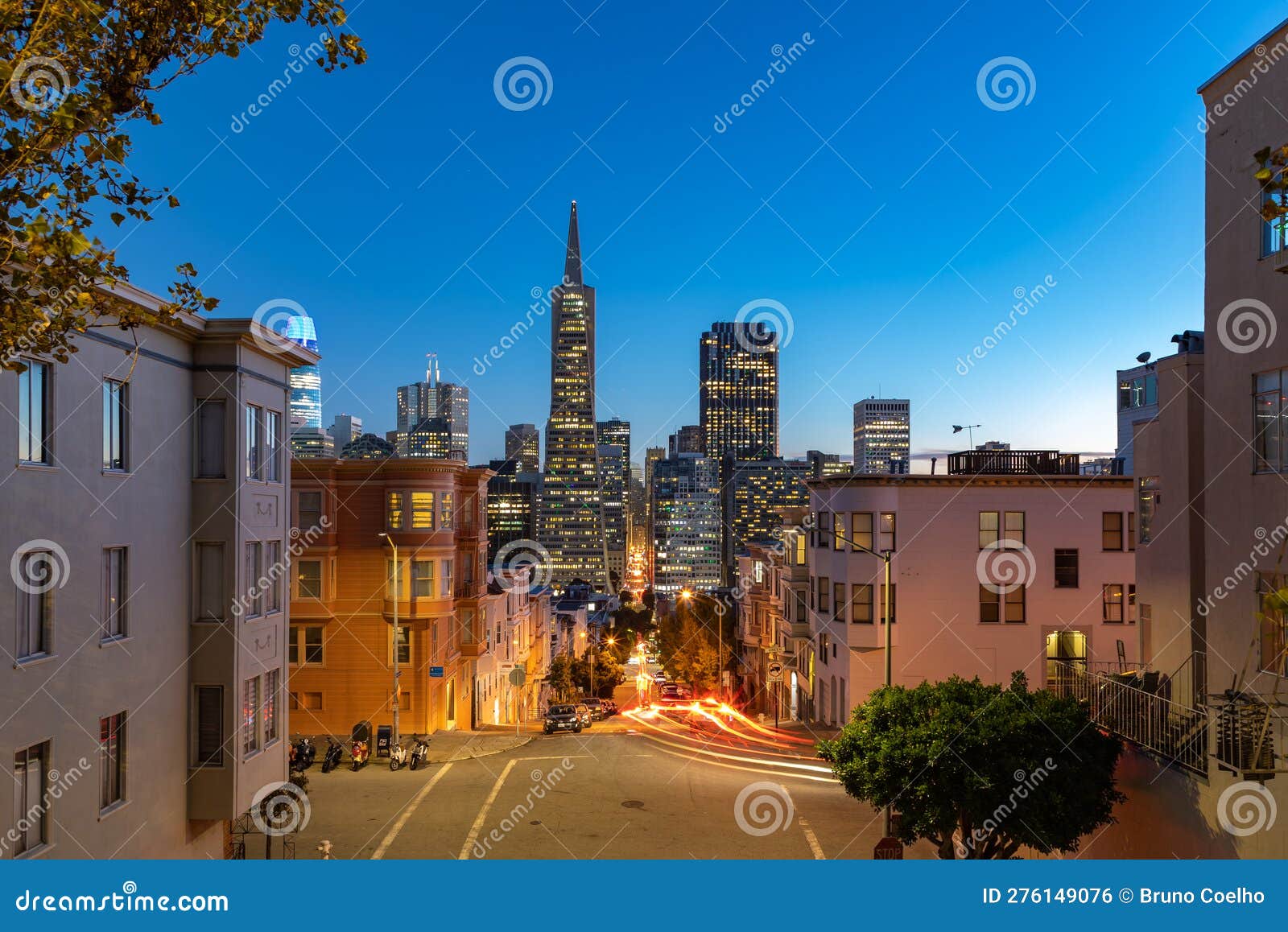 Transamerica Pyramid and Downtown San Francisco at Night Stock Photo ...