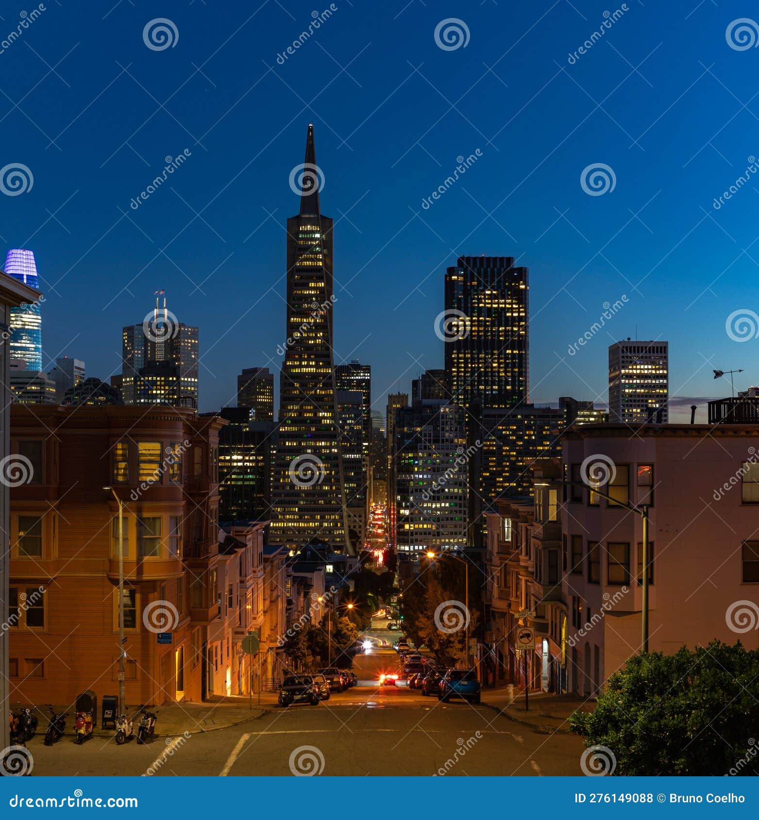 Transamerica Pyramid and Downtown San Francisco at Night Editorial ...