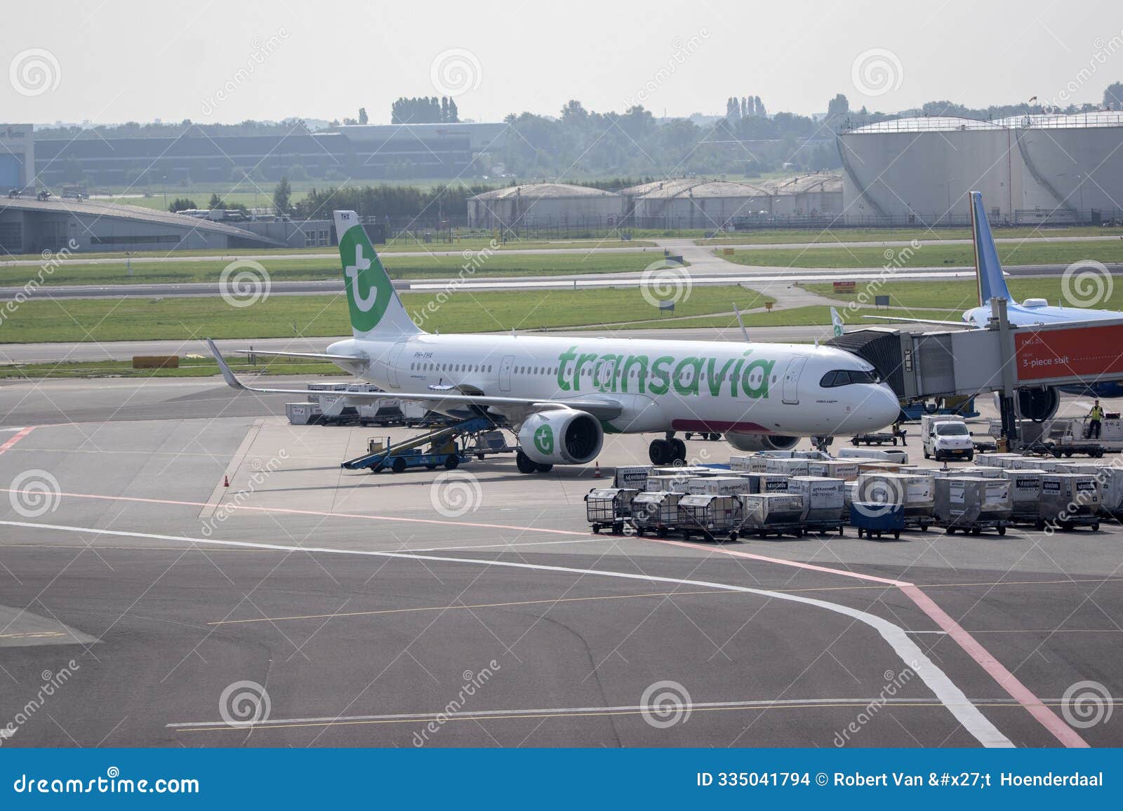 Transavia Airplane with Jet Bridge at Schiphol the Netherlands 29-8 ...