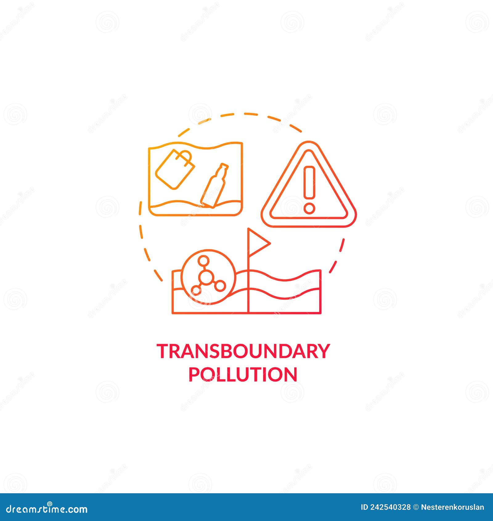 Transboundary Pollution Red Gradient Concept Icon Vector Illustration ...