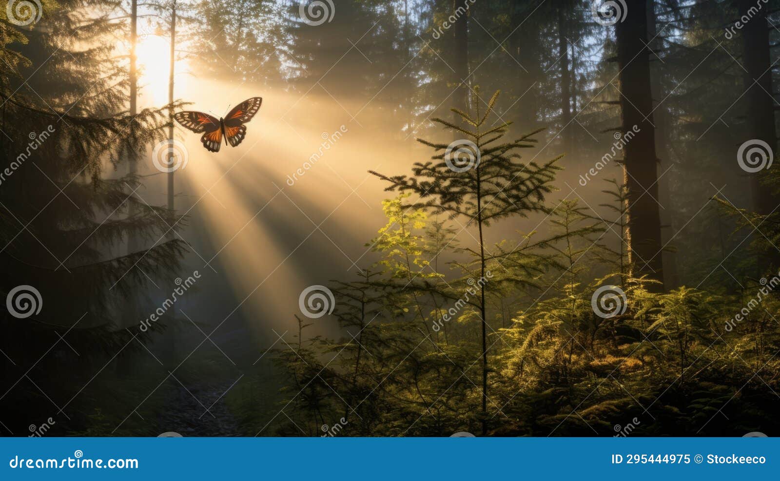 Transcendental Butterfly: a Misty Forest Encounter Stock Illustration ...