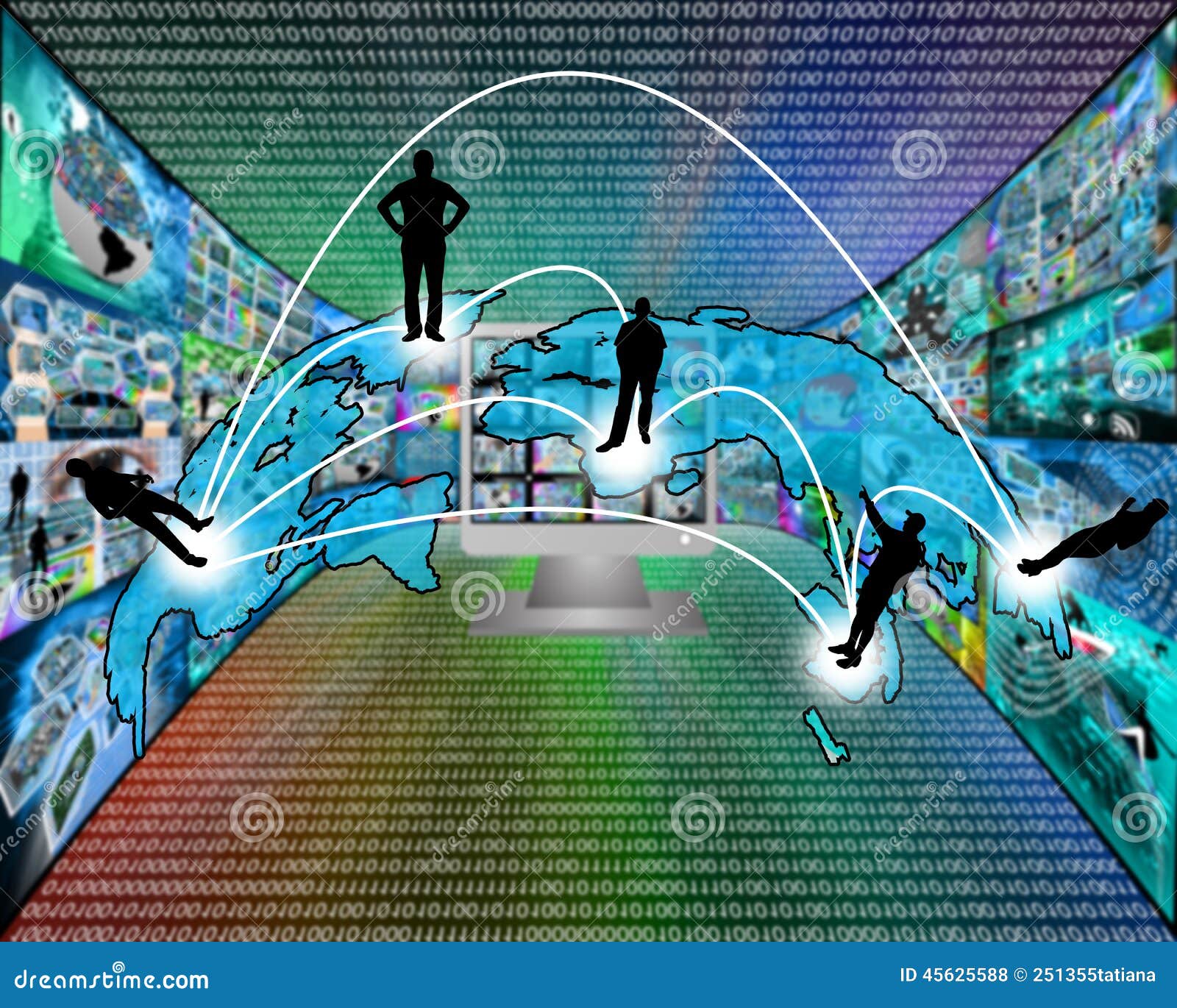Transcontinental Transmission of Data Stock Illustration - Illustration ...