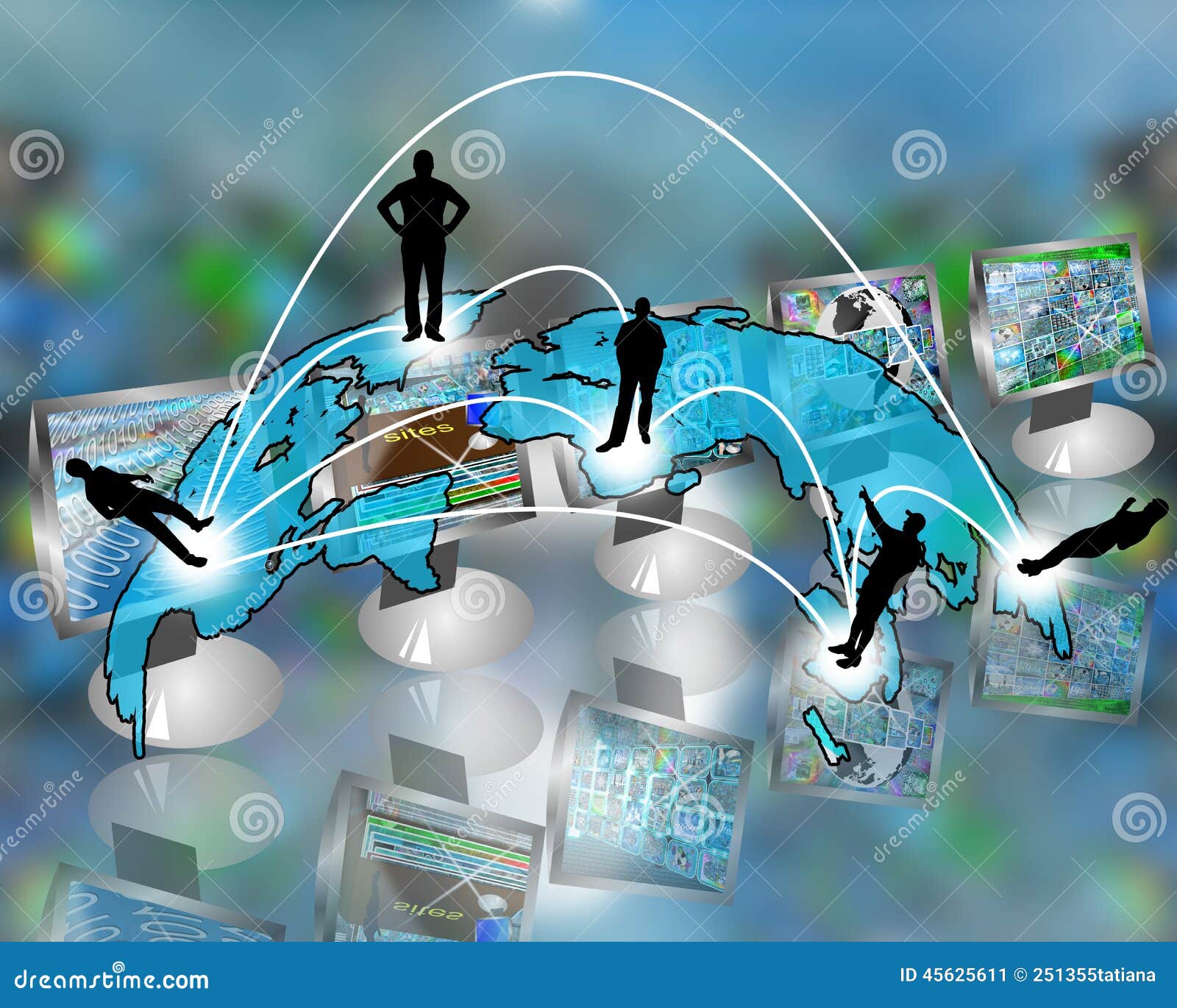 Transcontinental Transmission of Data Stock Illustration - Illustration ...