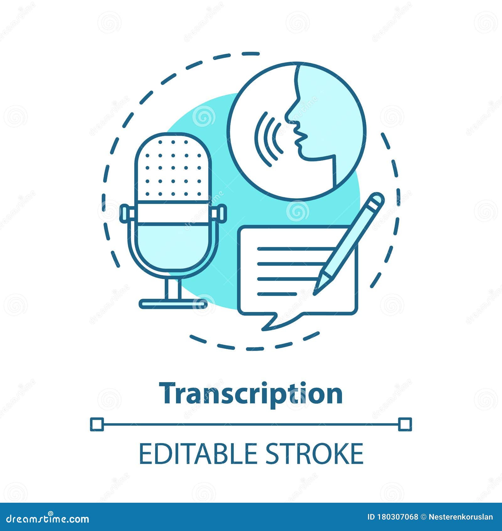 Transcription Blue Concept Icon. Audio Files Conversion Into Text ...