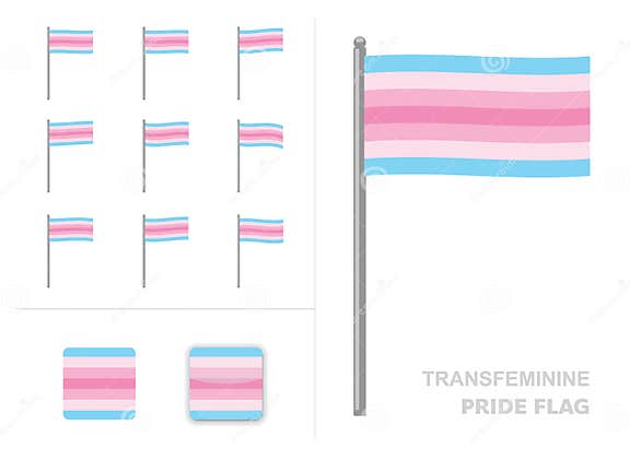 Transfeminine Pride Flag Waving Animation App Icon Vector Stock Vector