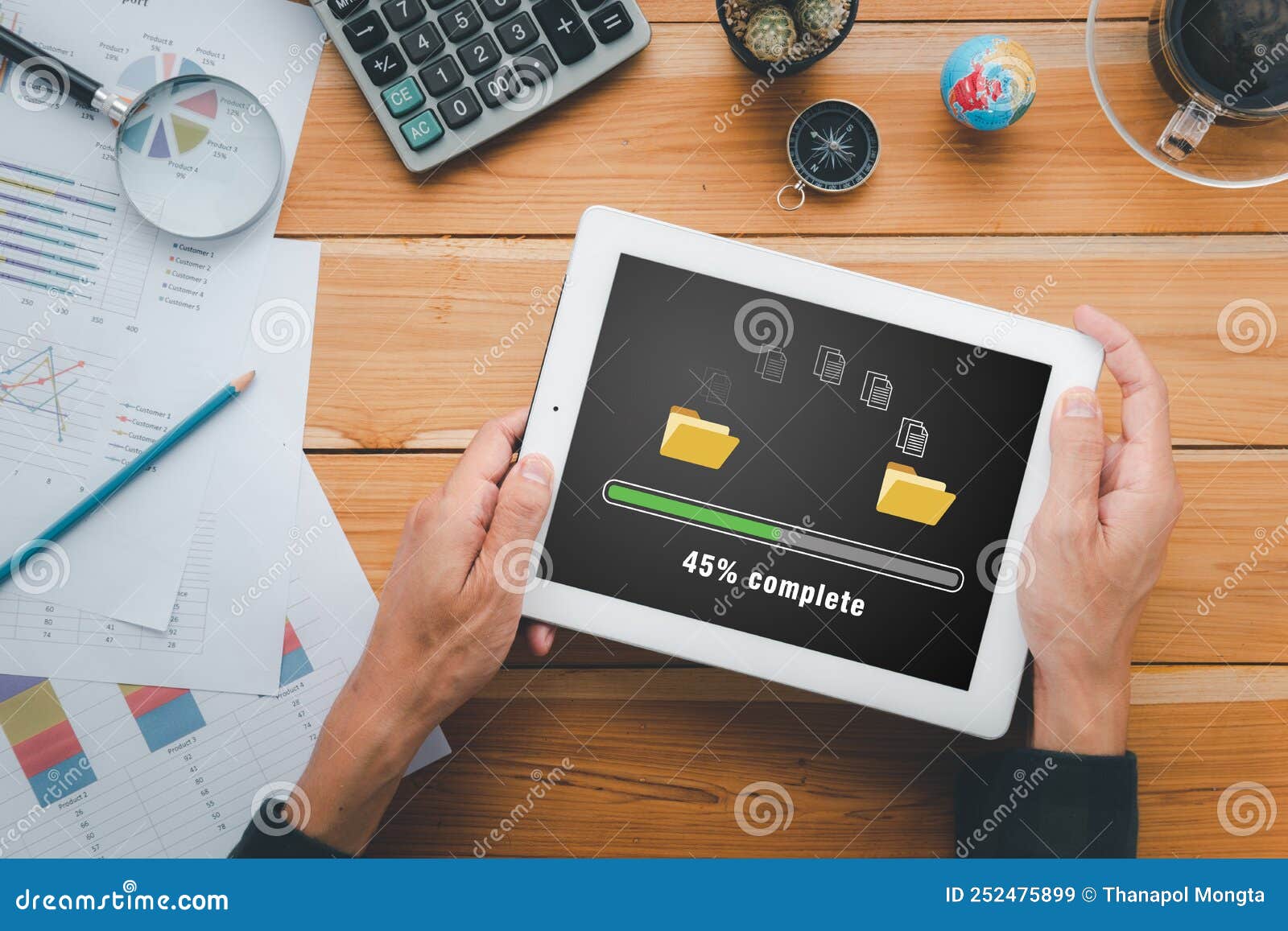 Transfer Files Data System Relocation Concept, Person Hand Using ...