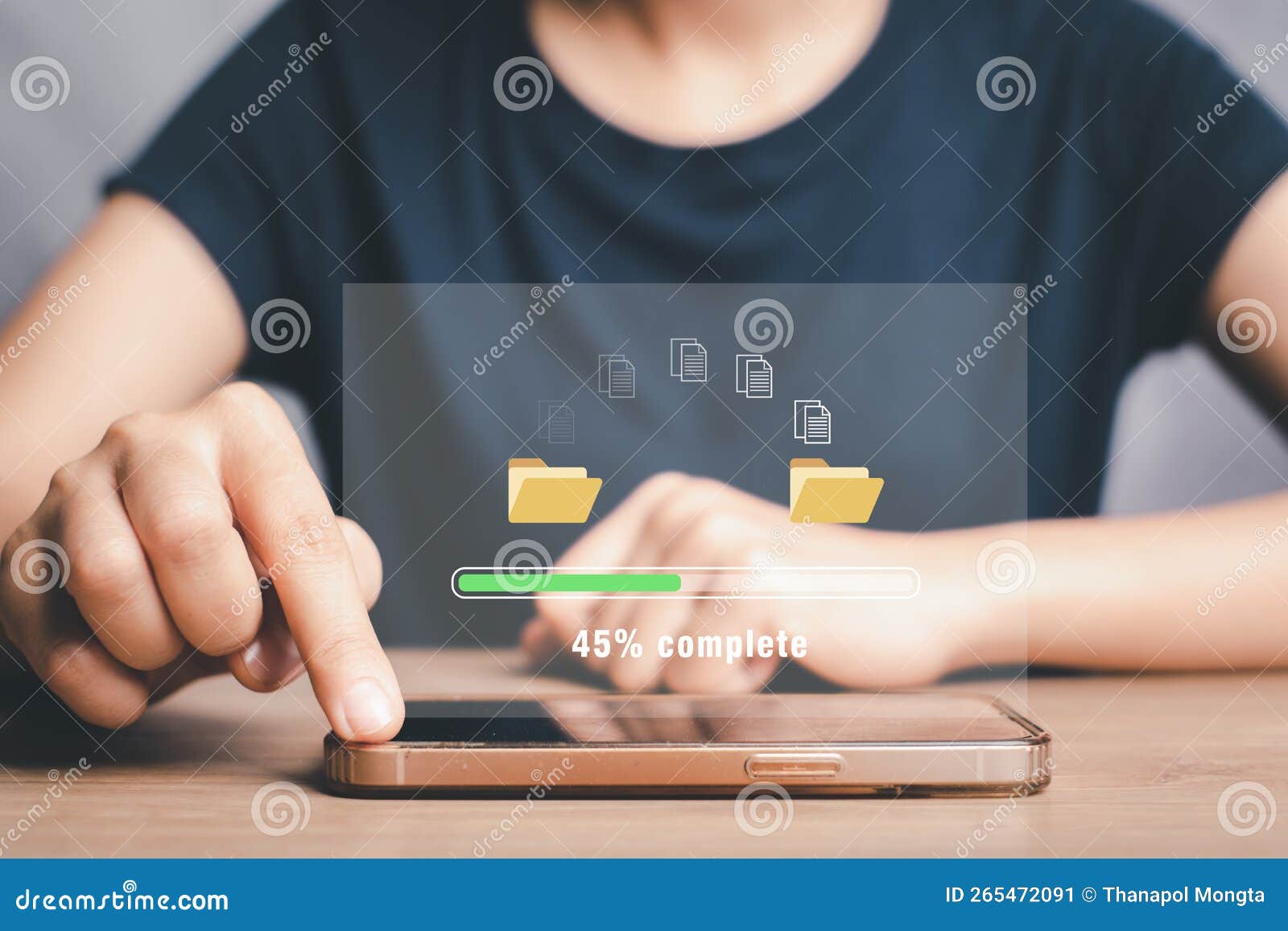 Transfer Files Data System Relocation Concept, Person Hand Using Smart ...