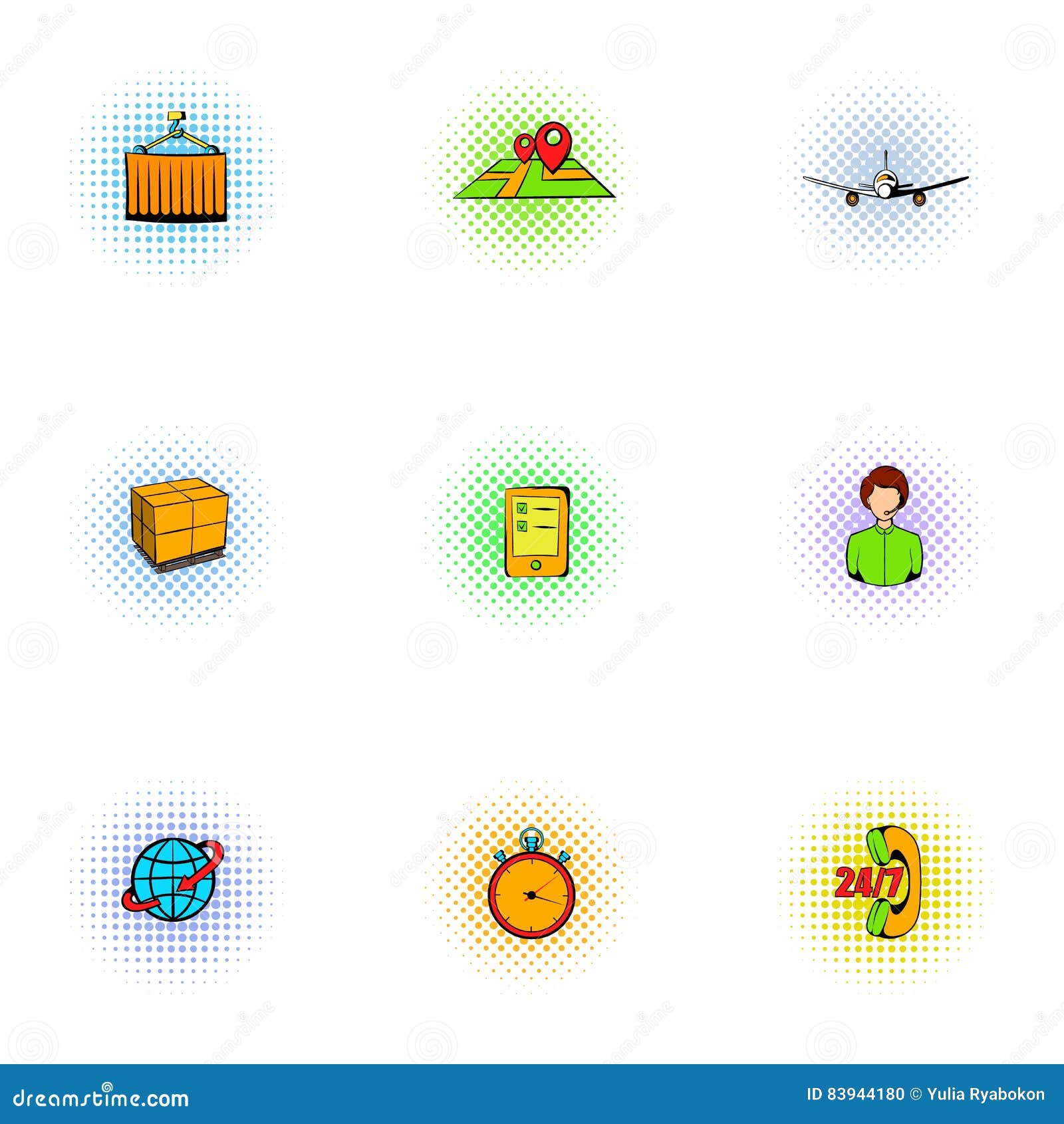 Transfer Icons Set, Pop-art Style Stock Vector - Illustration of ...