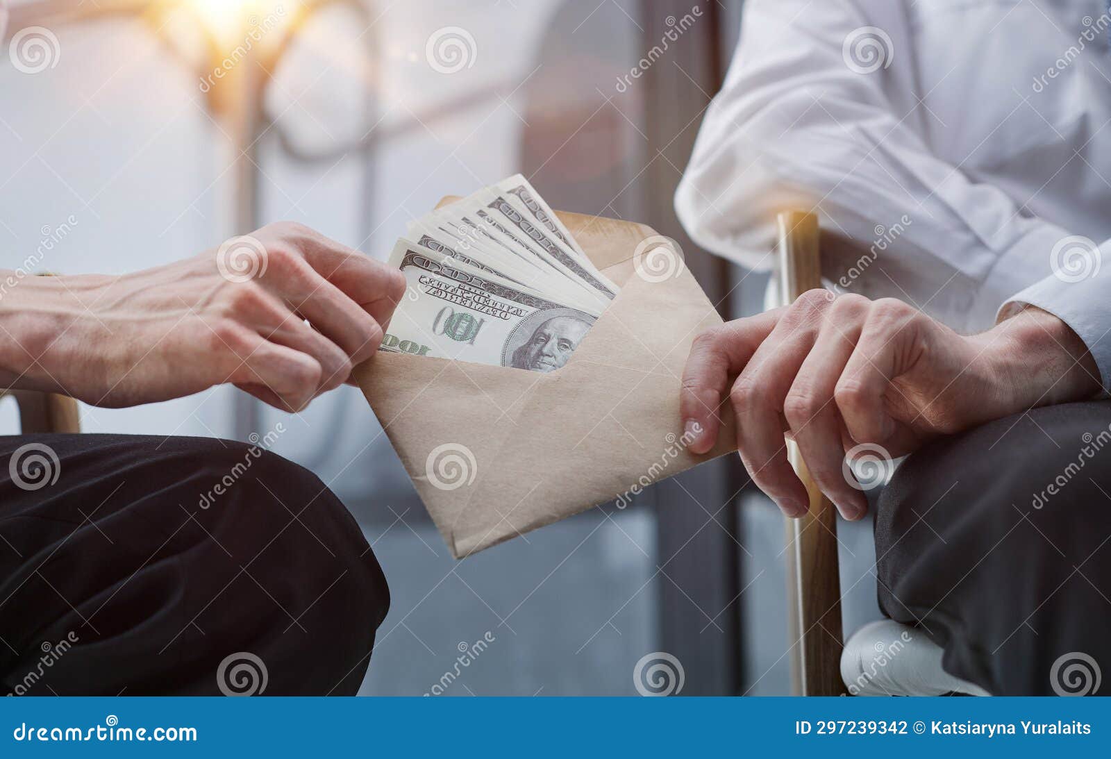 Transfer of Money in an Envelope in Men Stock Photo - Image of bank ...