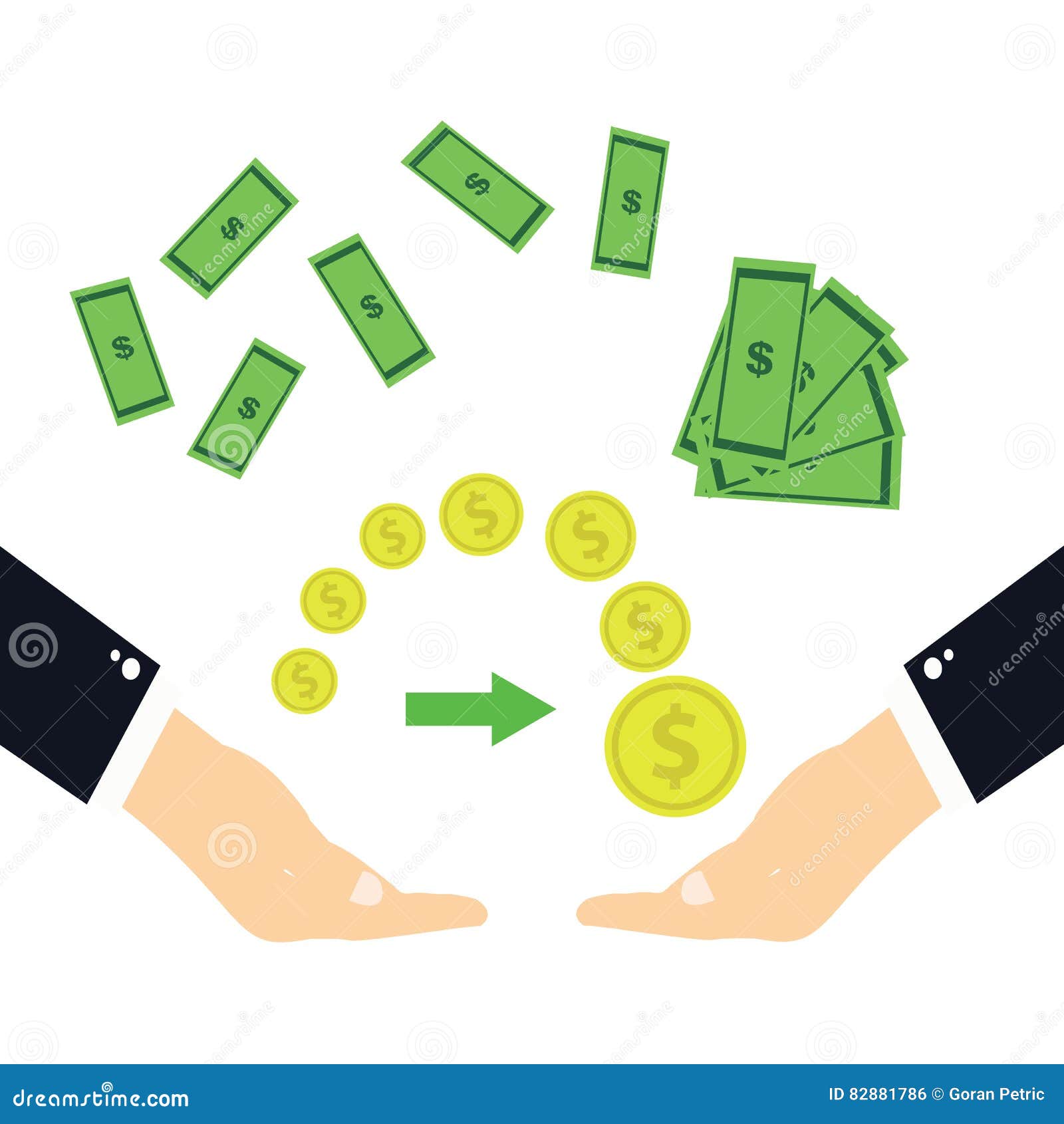 The Transfer of Money.Hands Transferring Money Stock Illustration ...