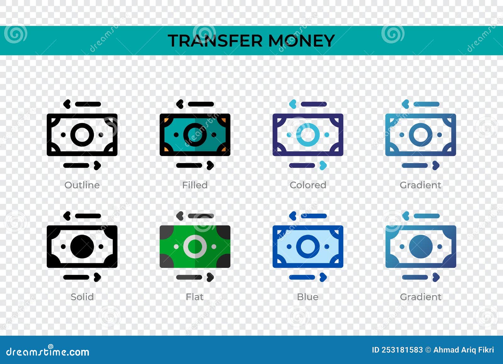 Transfer Money Icon in Different Style. Transfer Money Vector Icons ...