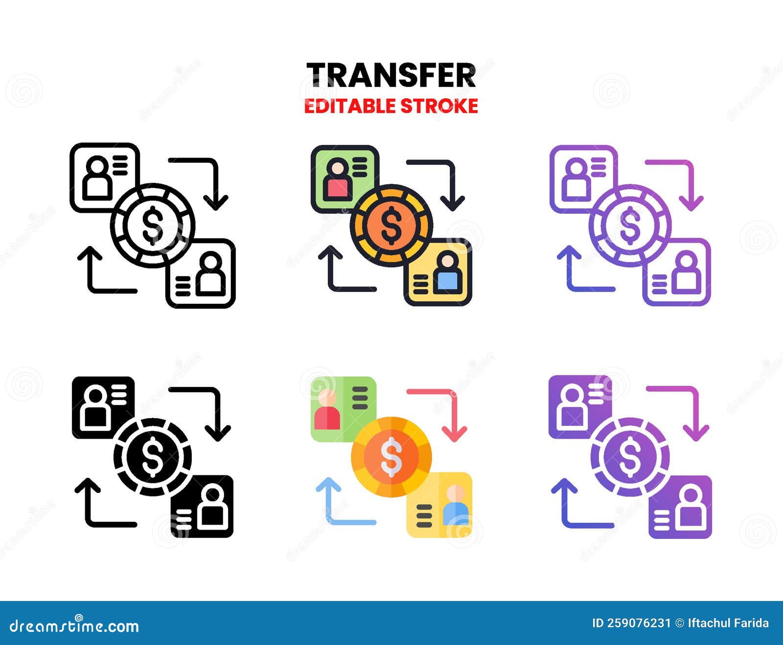 Transfer Money Icon Set with Different Styles. Stock Vector ...