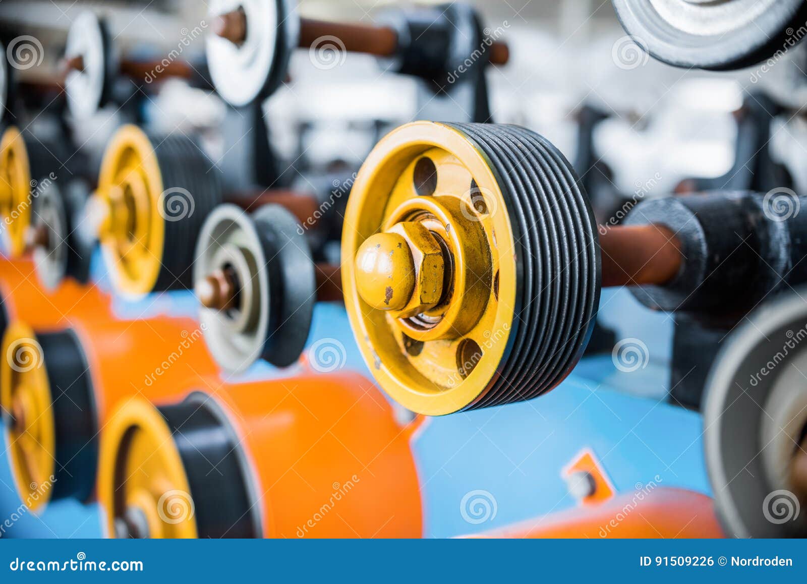 Transfer Rubberized Rollers of Automatic Winding Machine. Stock Photo ...