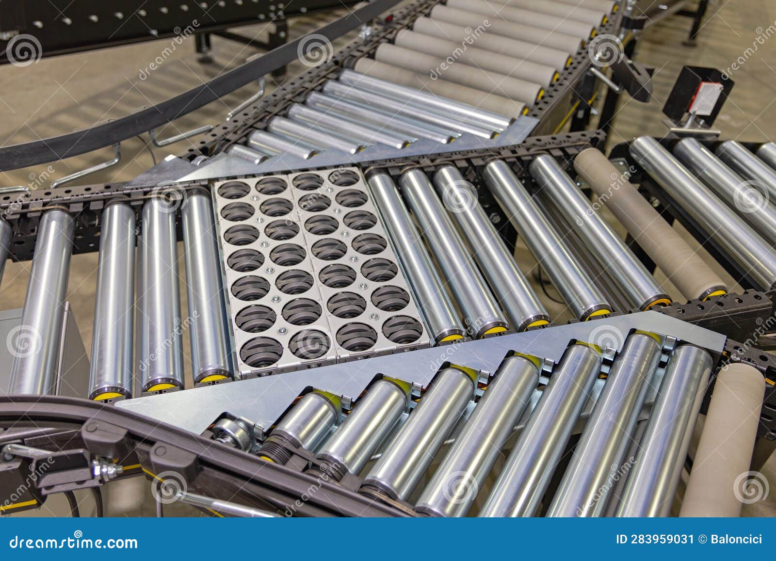Transfer Wheels Intersection Conveyor Stock Image - Image of shipping ...