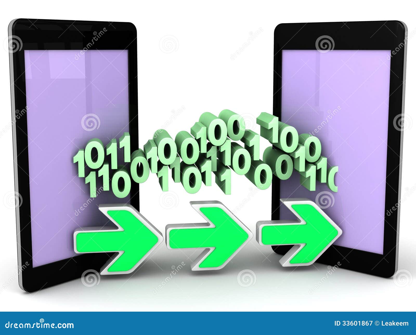 Transferring Data Bits and Bytes from Phone To Phone Stock Illustration ...