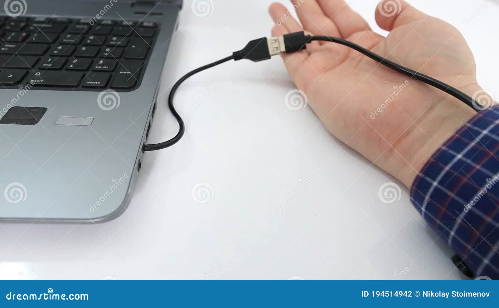 Transferring Data Concept with Bionic Hand with Cable Stock Footage ...