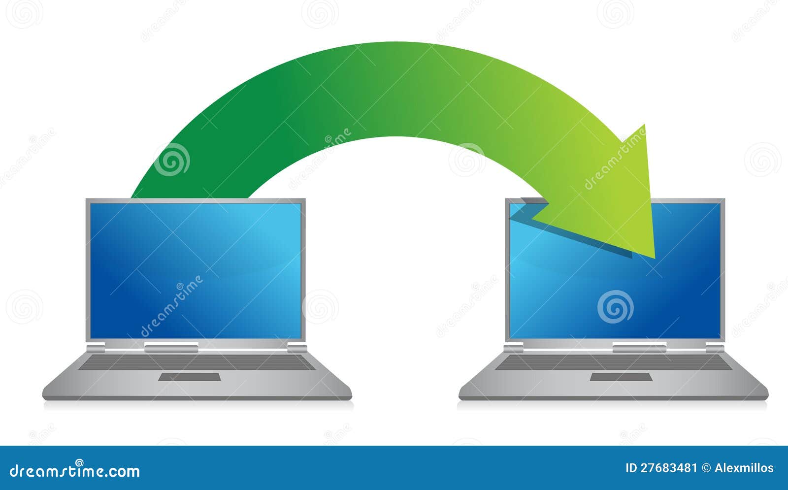Transferring Files from Laptop Stock Illustration - Illustration of ...