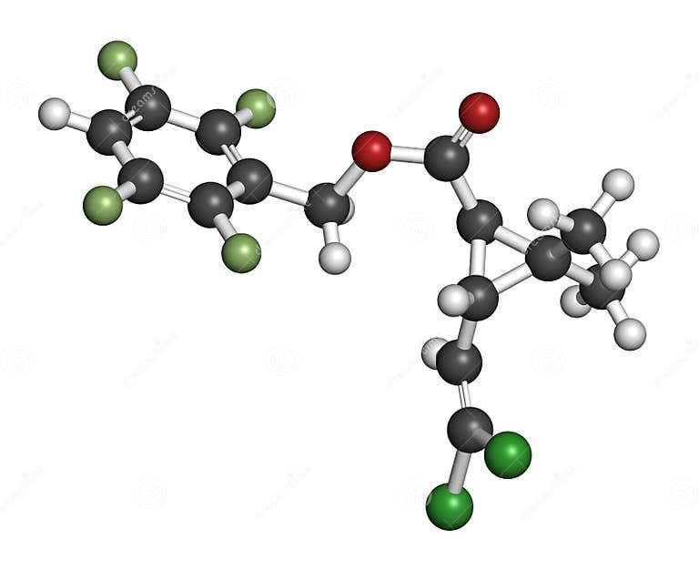 Transfluthrin Insecticide Molecule. 3D Rendering Stock Illustration ...