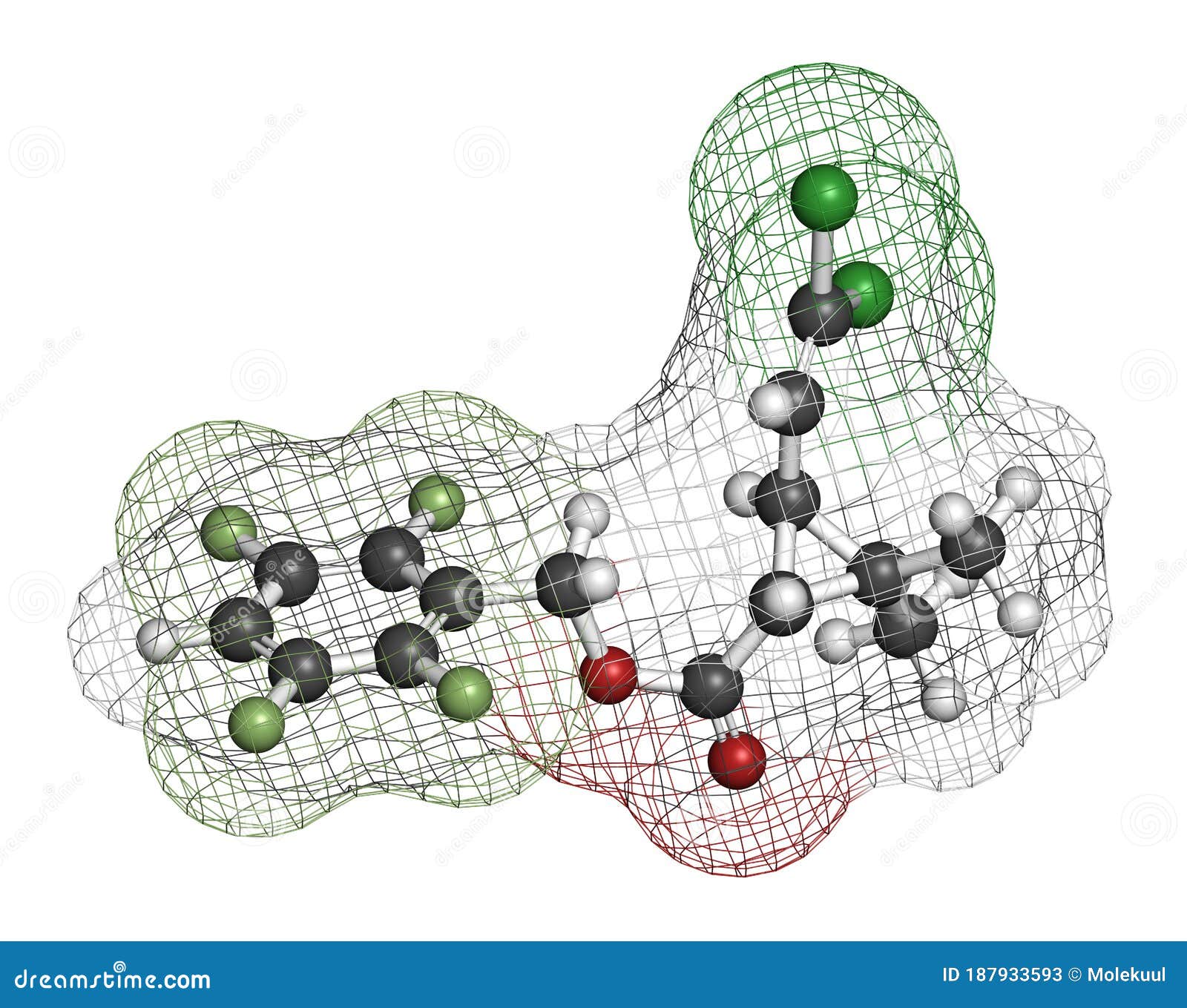 Transfluthrin Insecticide Molecule. 3D Rendering Stock Illustration ...