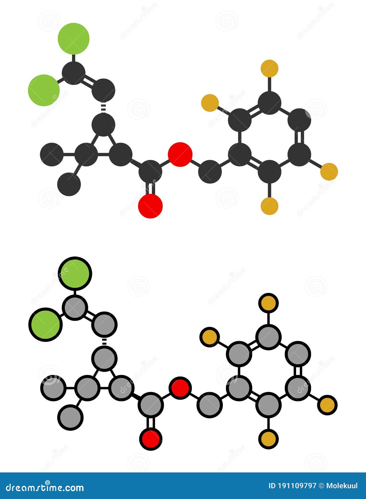 Transfluthrin Insecticide Molecule Stock Vector - Illustration of atoms ...
