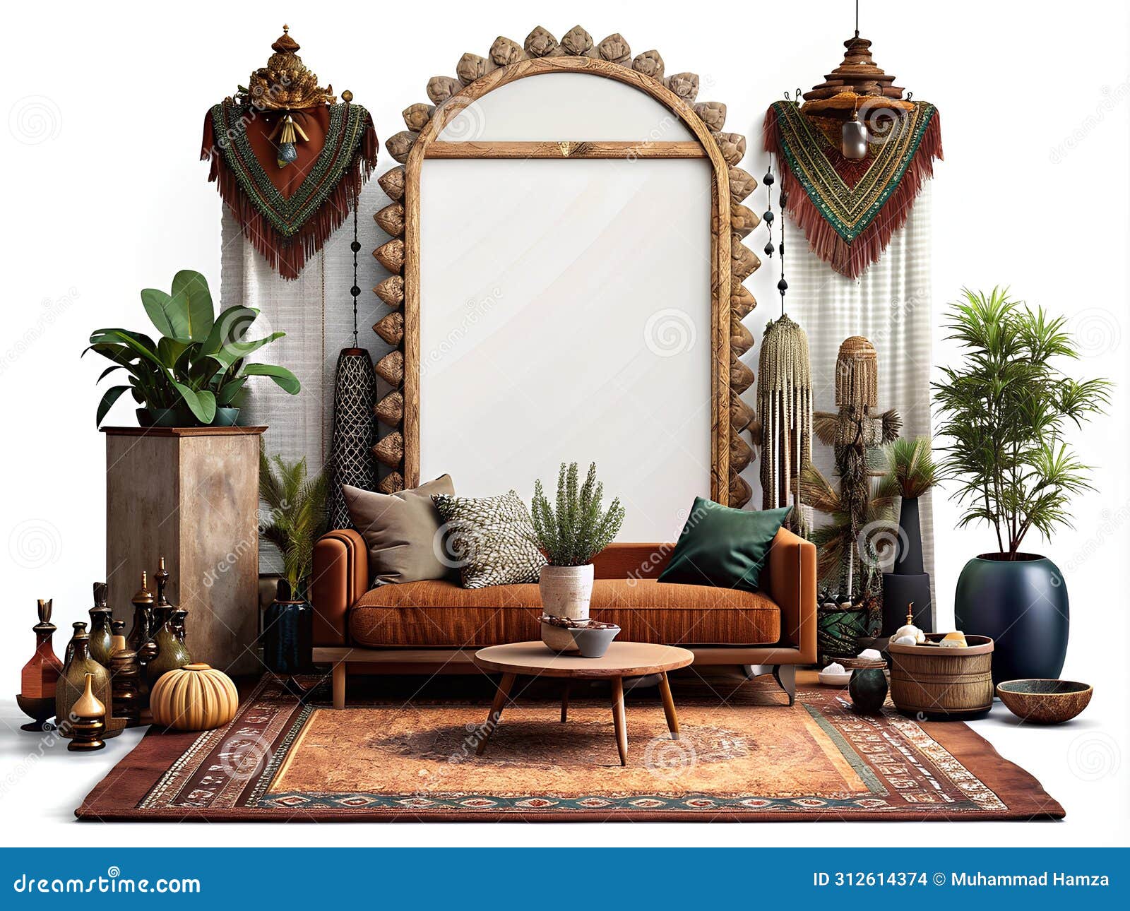 Bohemian Den Mockup: Eclectic Decor and Blank Frame for Creative ...