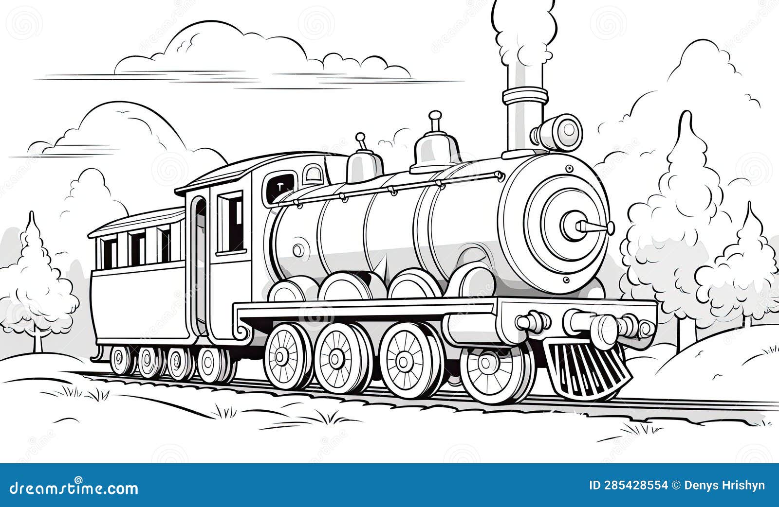 Transform the Cartoon Train S Line Art into a Colorful Railway Scene ...
