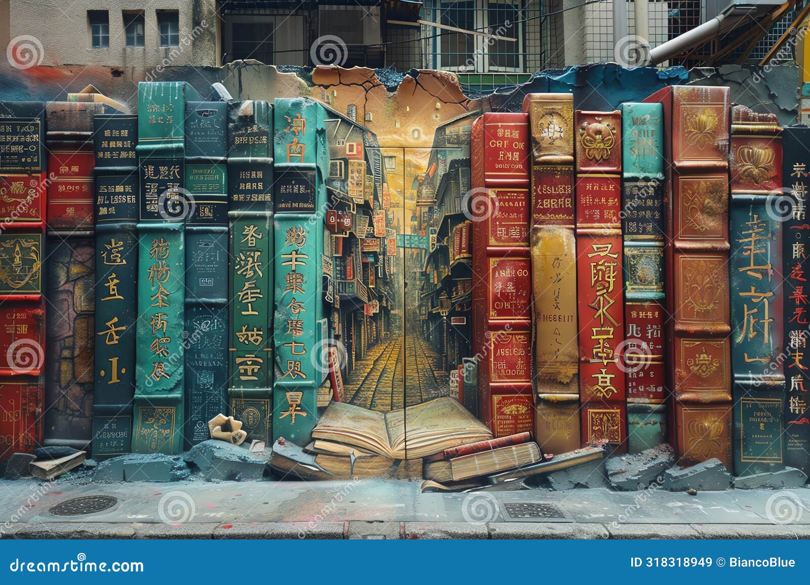 Transform Classic Book Settings into Dynamic Street Art Scenes Stock ...