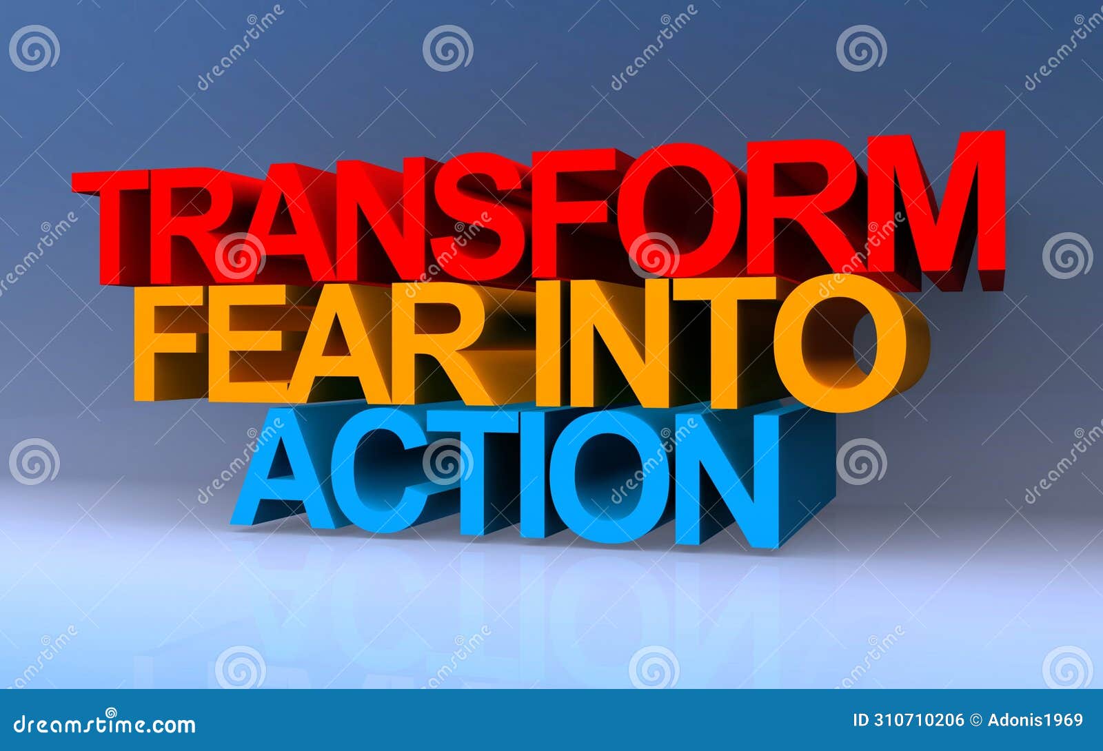 Transform Fear into Action on Blue Stock Photo - Image of ambition ...