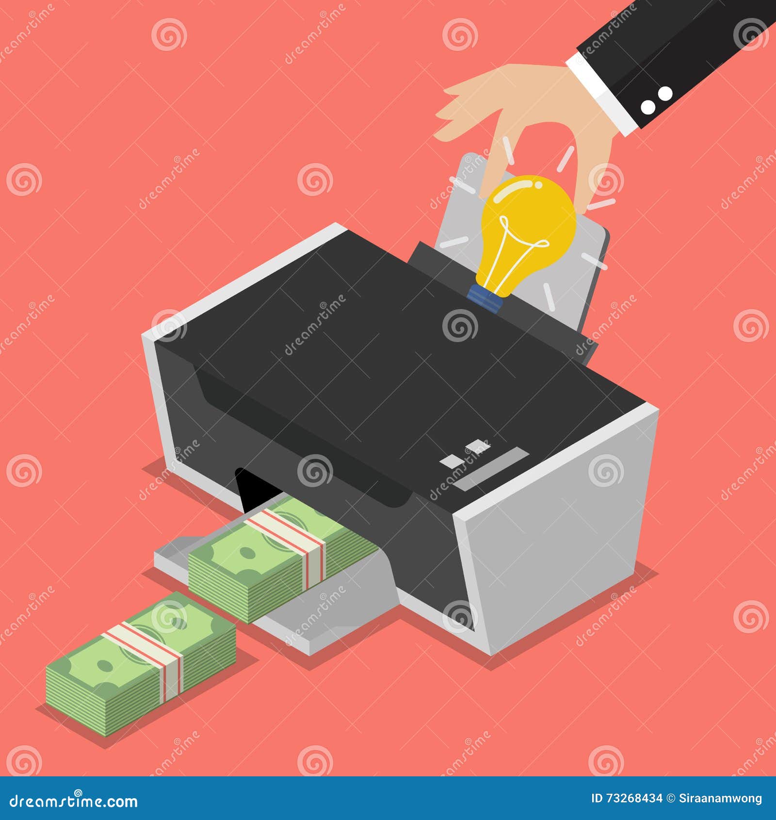 Idea Transform To Money Through The Hourglass Vector Illustration ...