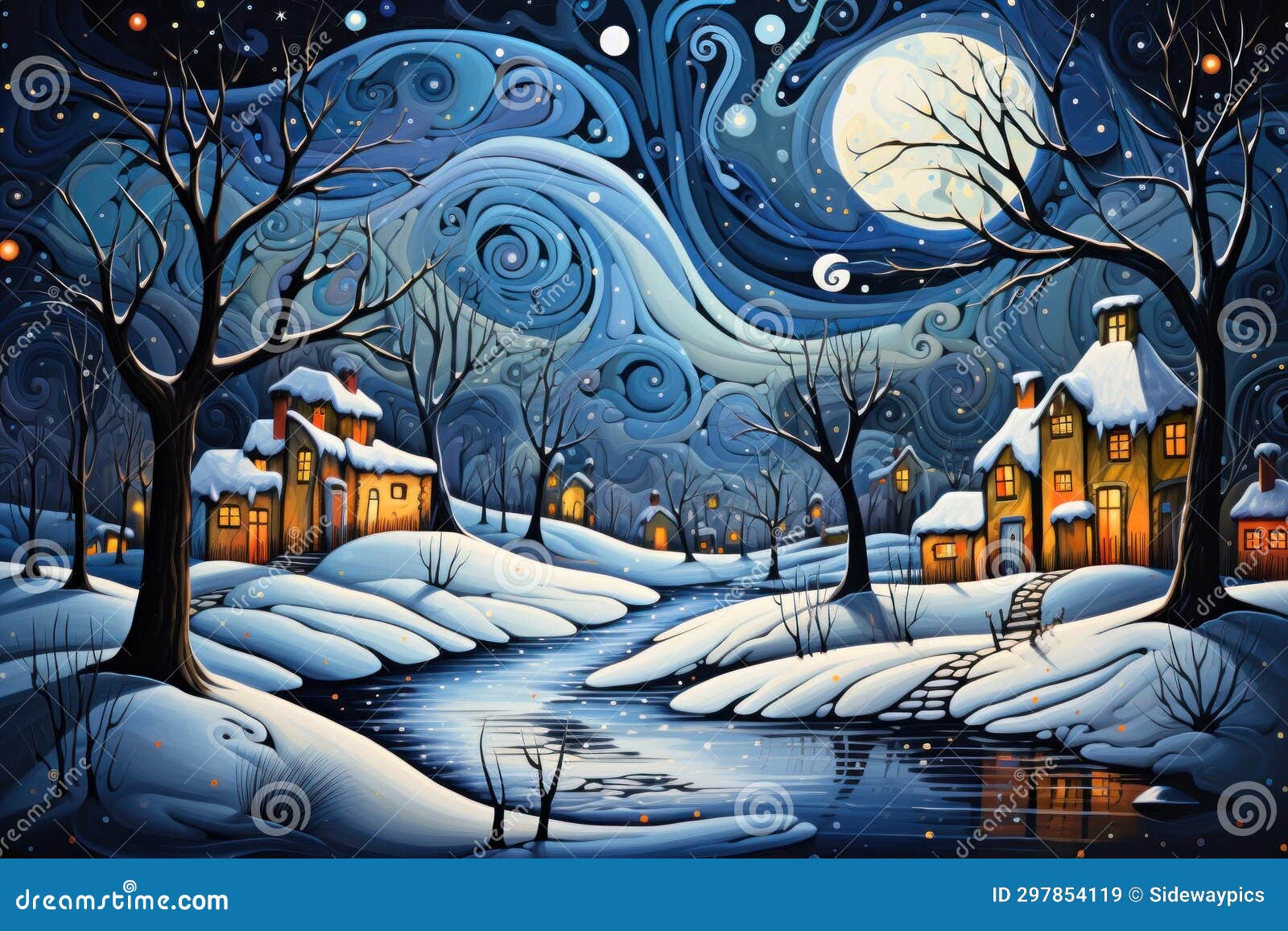 Snowy Abstract Art - Generative AI Stock Illustration - Illustration of ...
