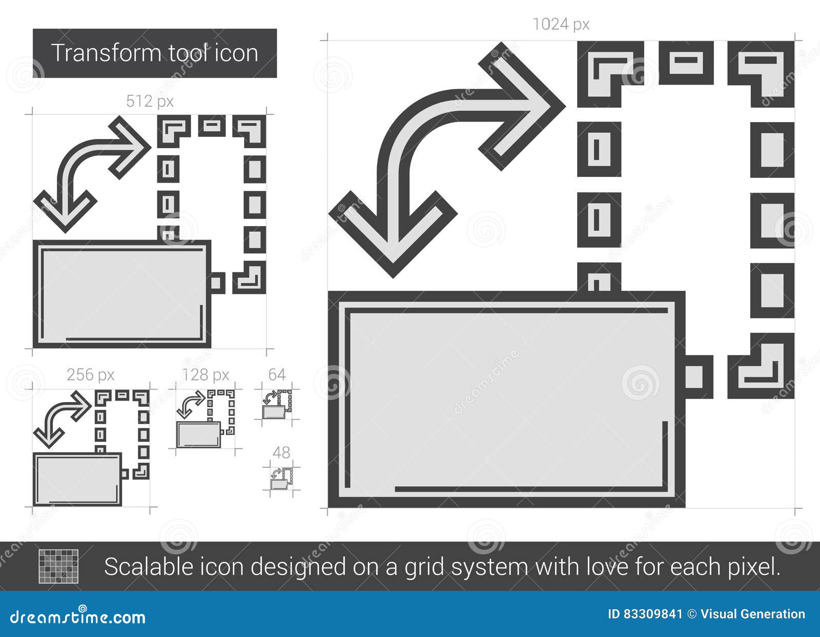 Transform tool line icon. stock vector. Illustration of office - 83309841