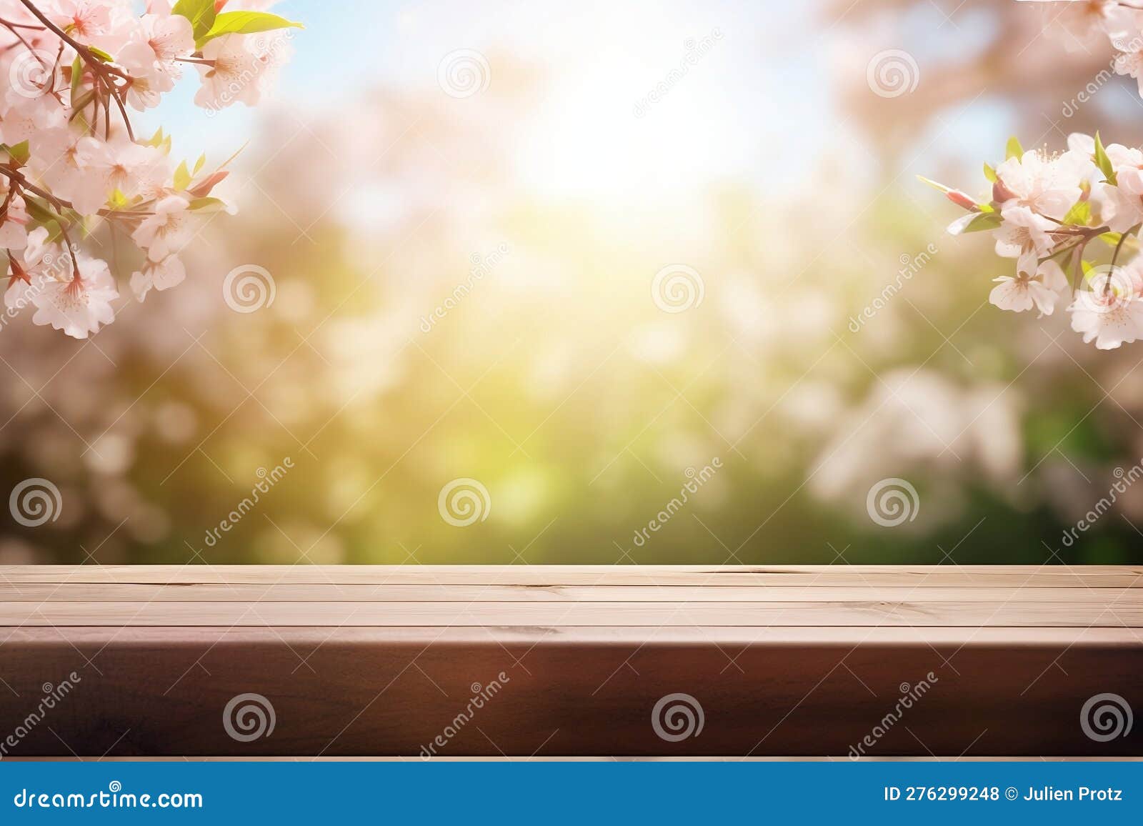 Spring Background with Empty Wooden Table Natural Template with Copy ...