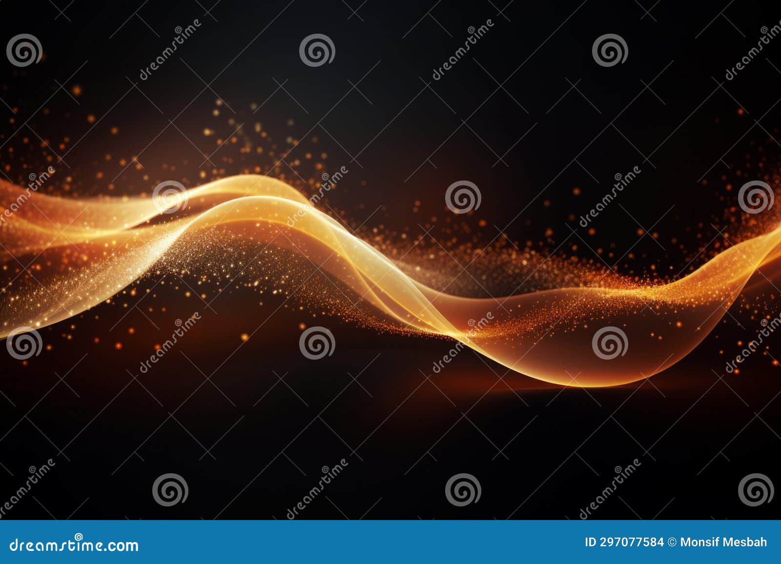 Mesmerizing Gold Dust: a Glowing Wave of Beauty on a Blurred Background ...