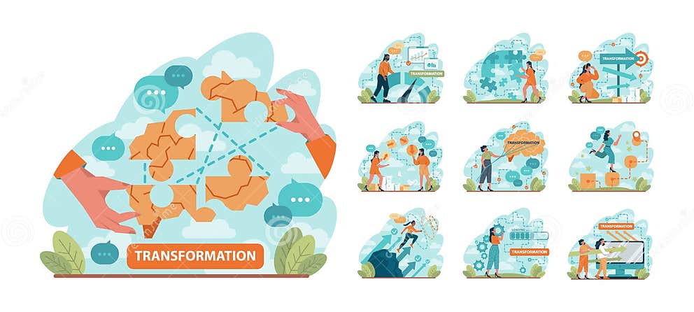 Transformation Concept Set. Development, Changing and Evolution Stock ...