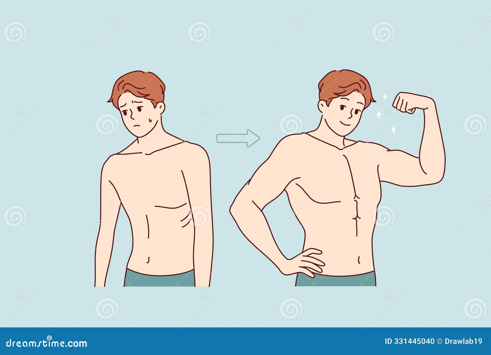 Bodybuilder And A Weak Man Cartoon Vector | CartoonDealer.com #109882355