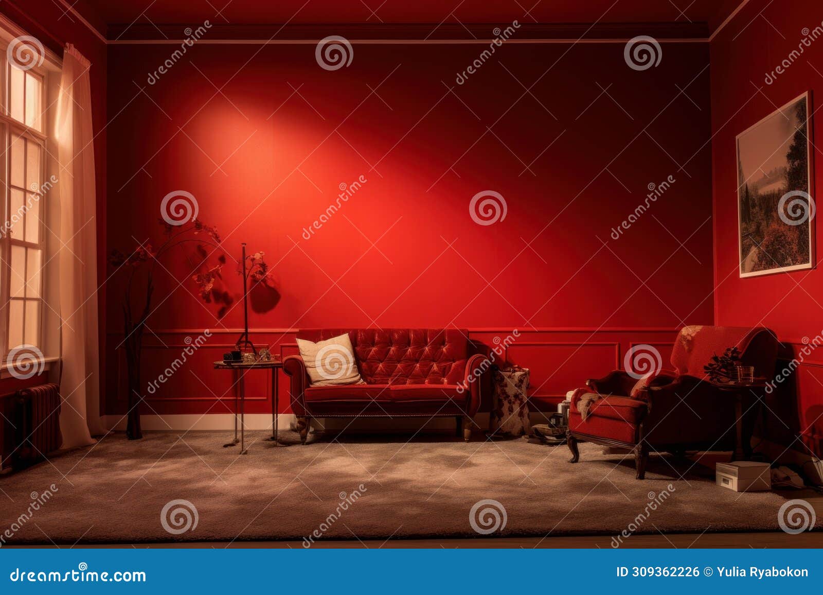 Transformative Red Room Renovation. Generate AI Stock Photo - Image of ...