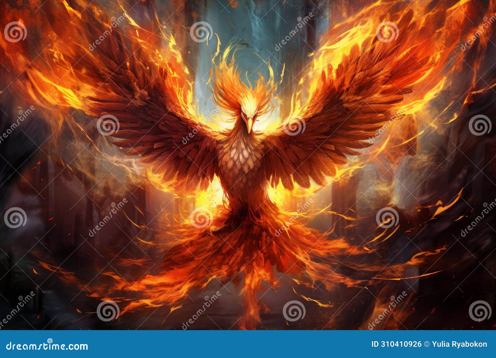 Transformative Rising Phoenix Flame. Spiritual Eagle Art Stock ...