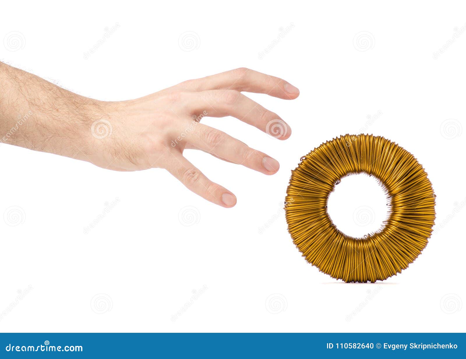 Transformer coil in hand stock photo. Image of device - 110582640