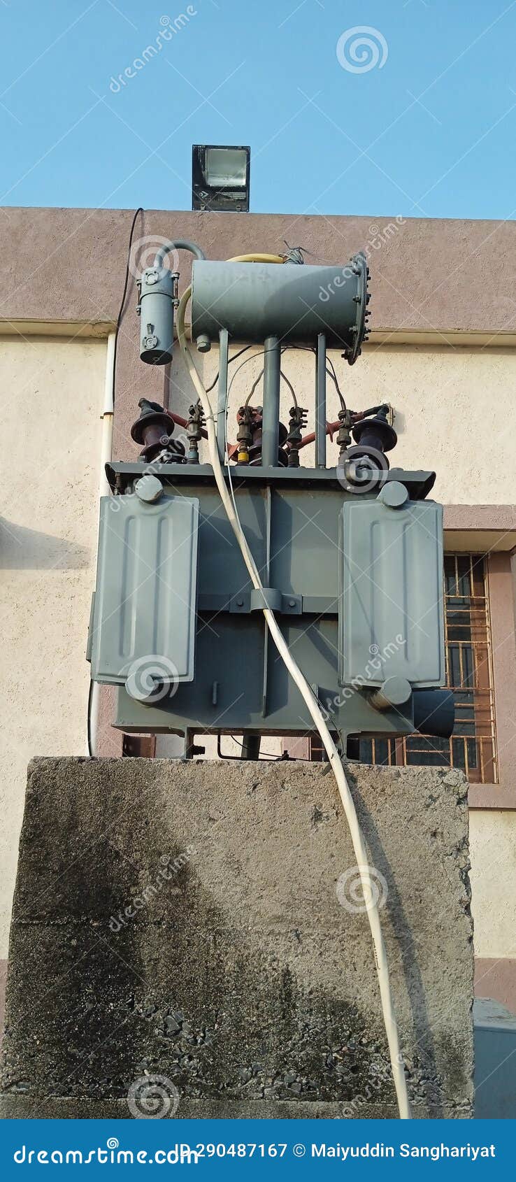 Transformer on Concrete Cement Structure Stock Image - Image of ...