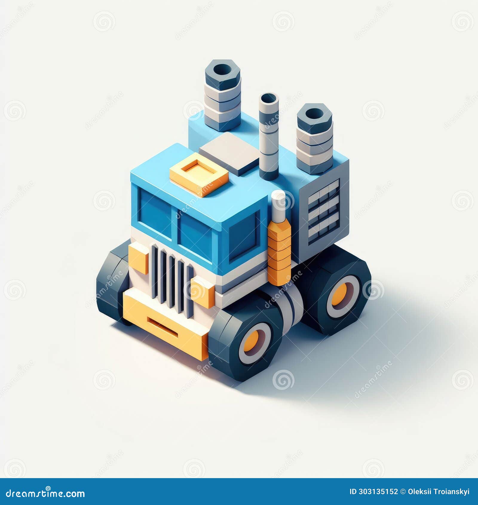 Transformer 3D Minimalist Cute Isometric Icon on a White Background ...