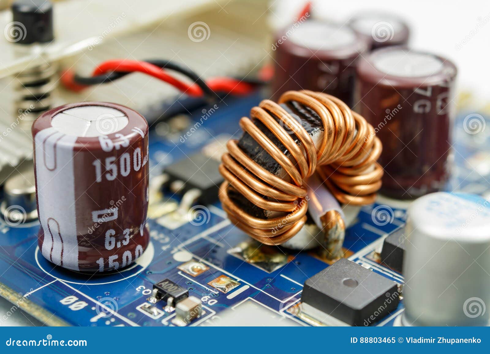 Transformer on a Ferrite Ring on the Circuit Board Closeup Stock Image ...