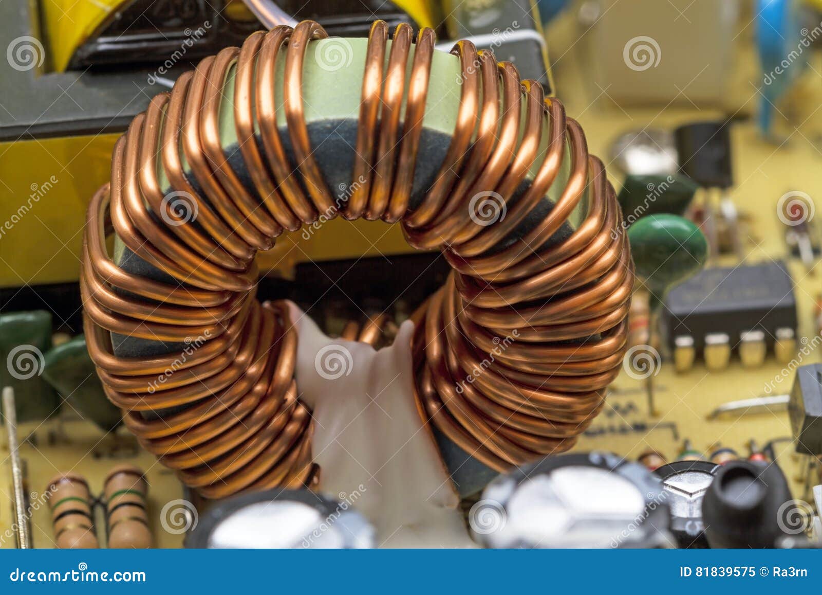 Transformer on a Ferrite Ring Stock Image - Image of closeup ...