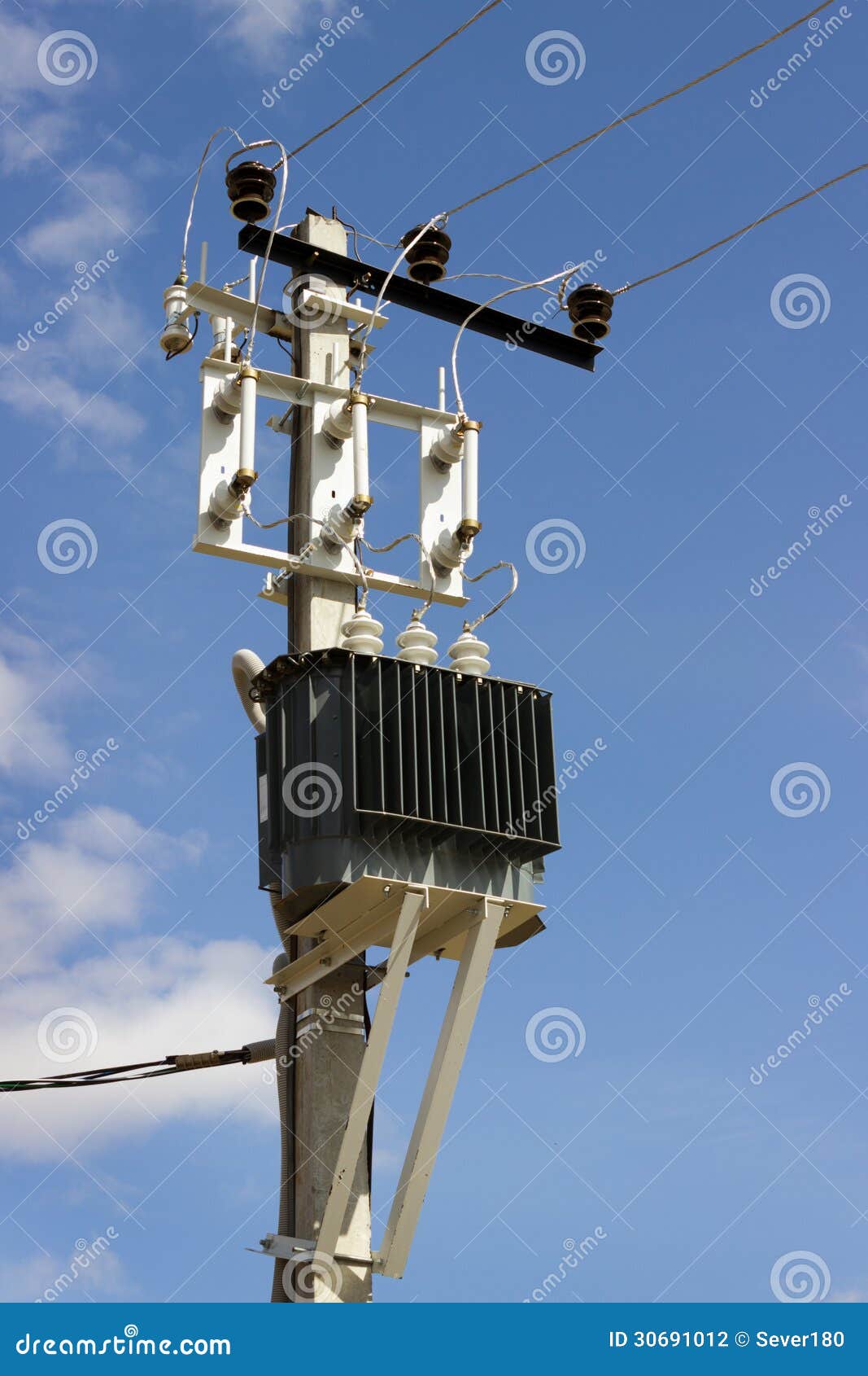 Transformer is Installed on a Concrete Pillar Stock Photo - Image of ...