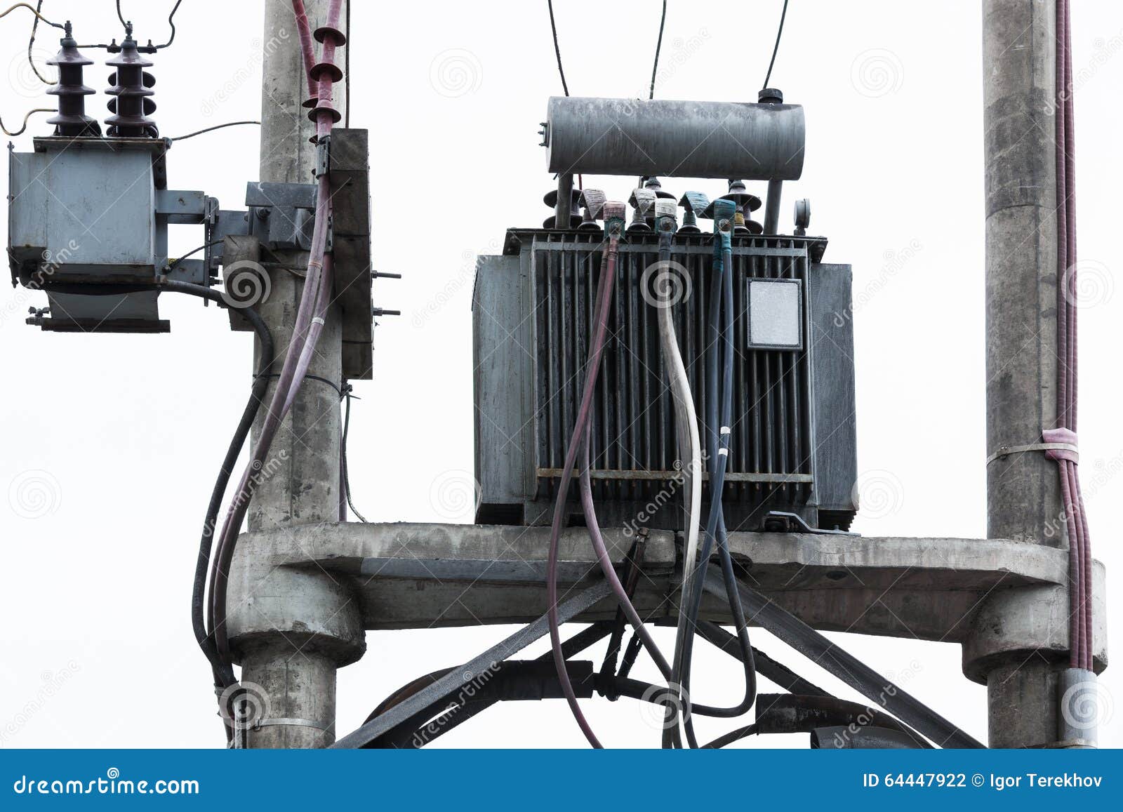 Transformer On A Pole And A Tree Laying Across Power Lines Over A Road ...