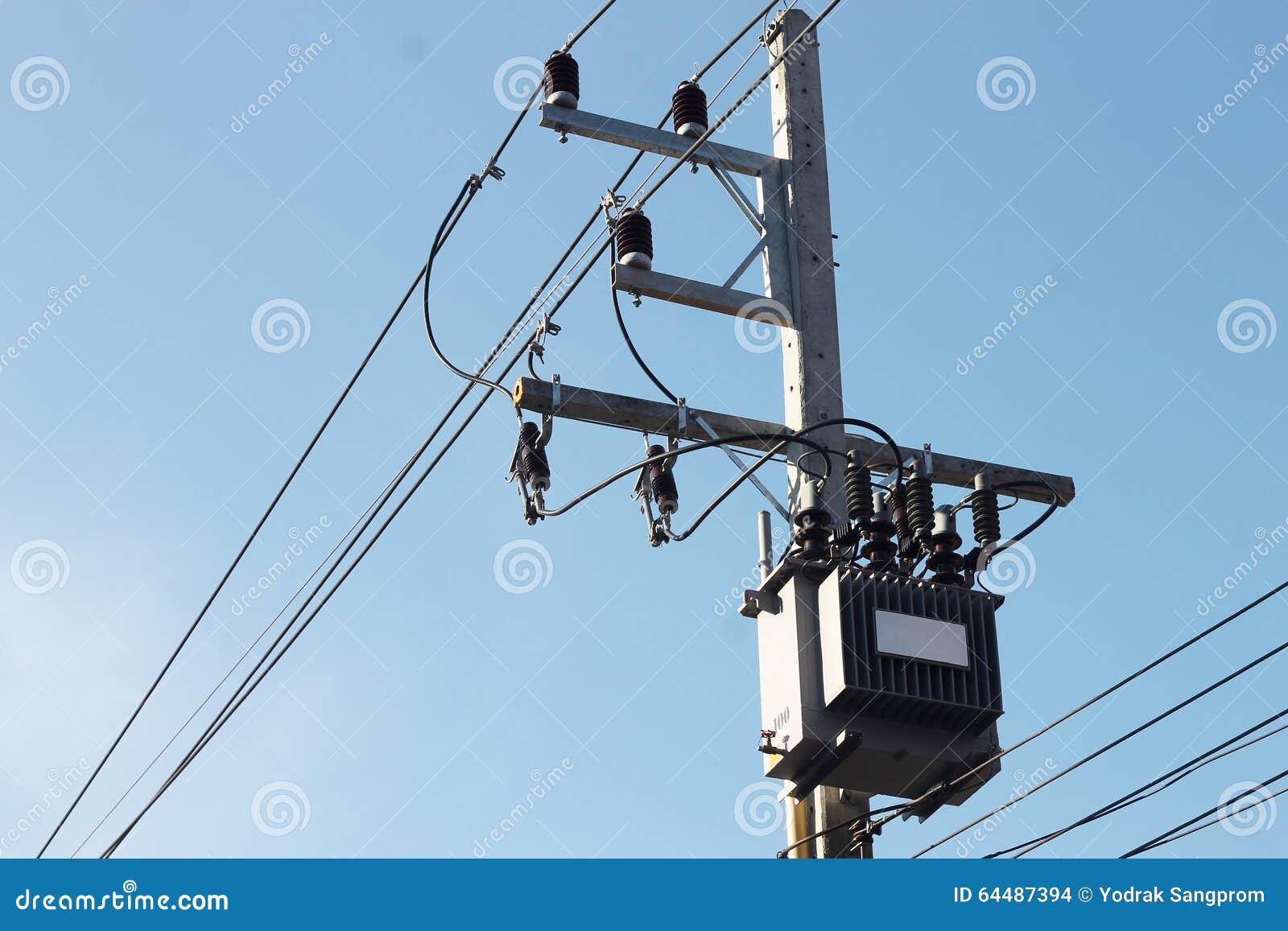 Transformer and Power Lines Stock Photo - Image of antenna, industrial ...