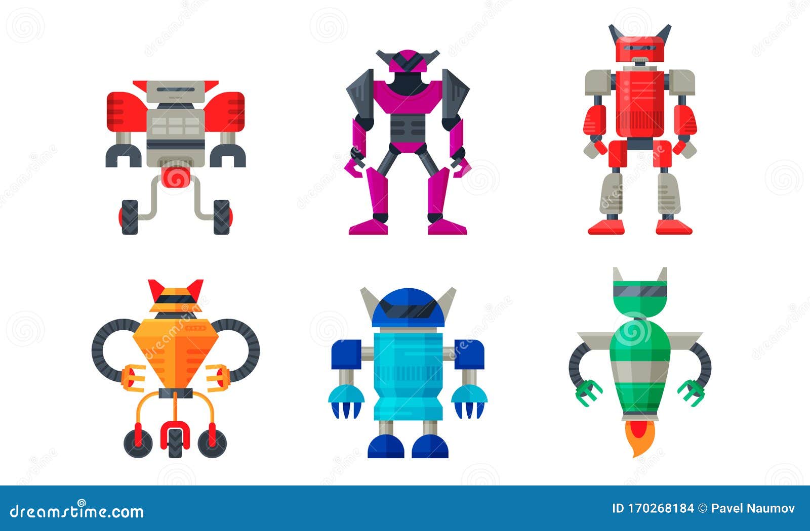 Transformer Robot Figures Isolated on White Background Vector Set Stock ...
